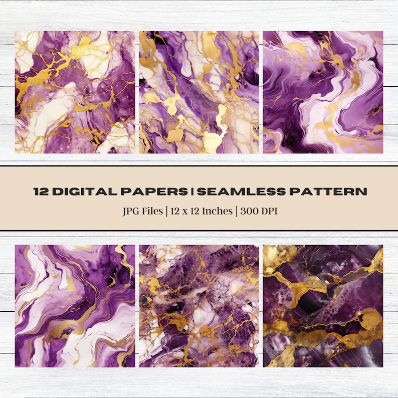 12 Black Purple Marble Digital Paper, Marble Wallpaper, Marble Digital ...