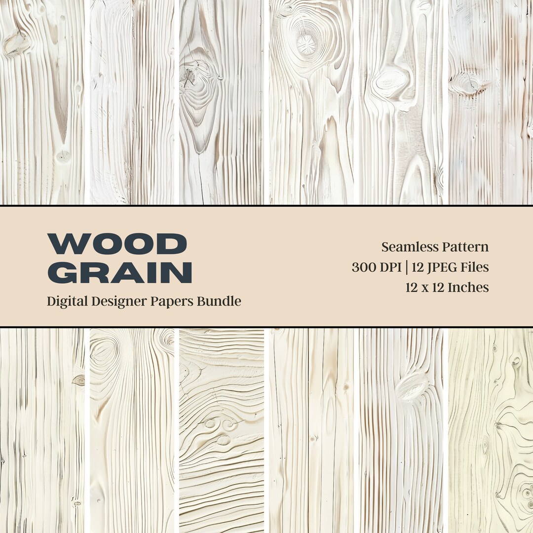 12 White Wood Grain Digital Paper, Seamless Pattern, White Texture ...