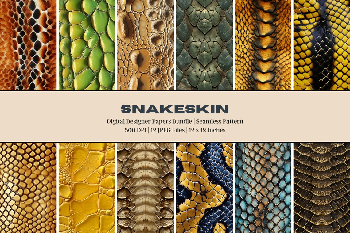 12 Snake Skin Digital Paper, Leather Pattern, Snake Skin Textures ...