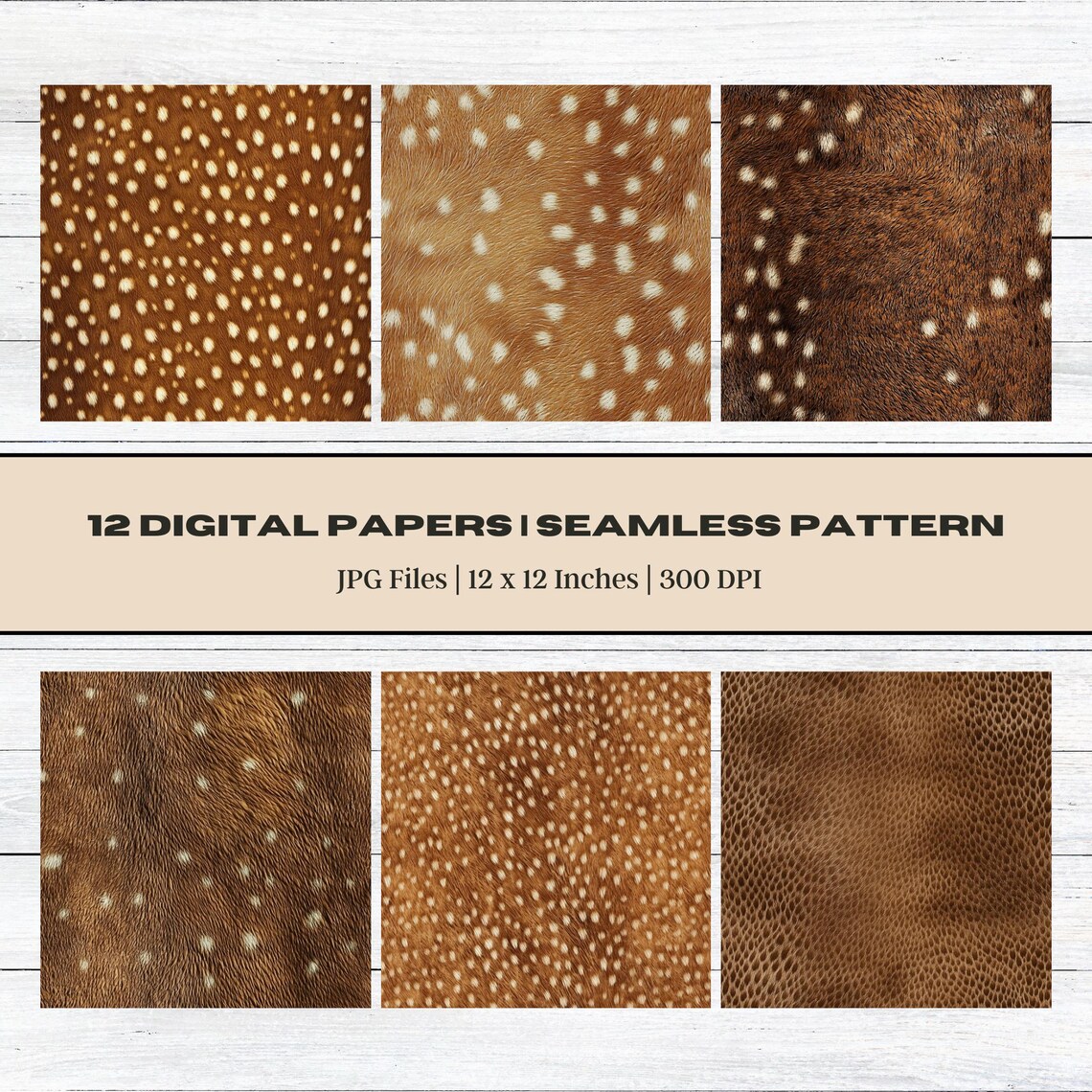 12 Deer Skin Digital Paper, Leather Pattern, Deerskin Texture, Deer ...