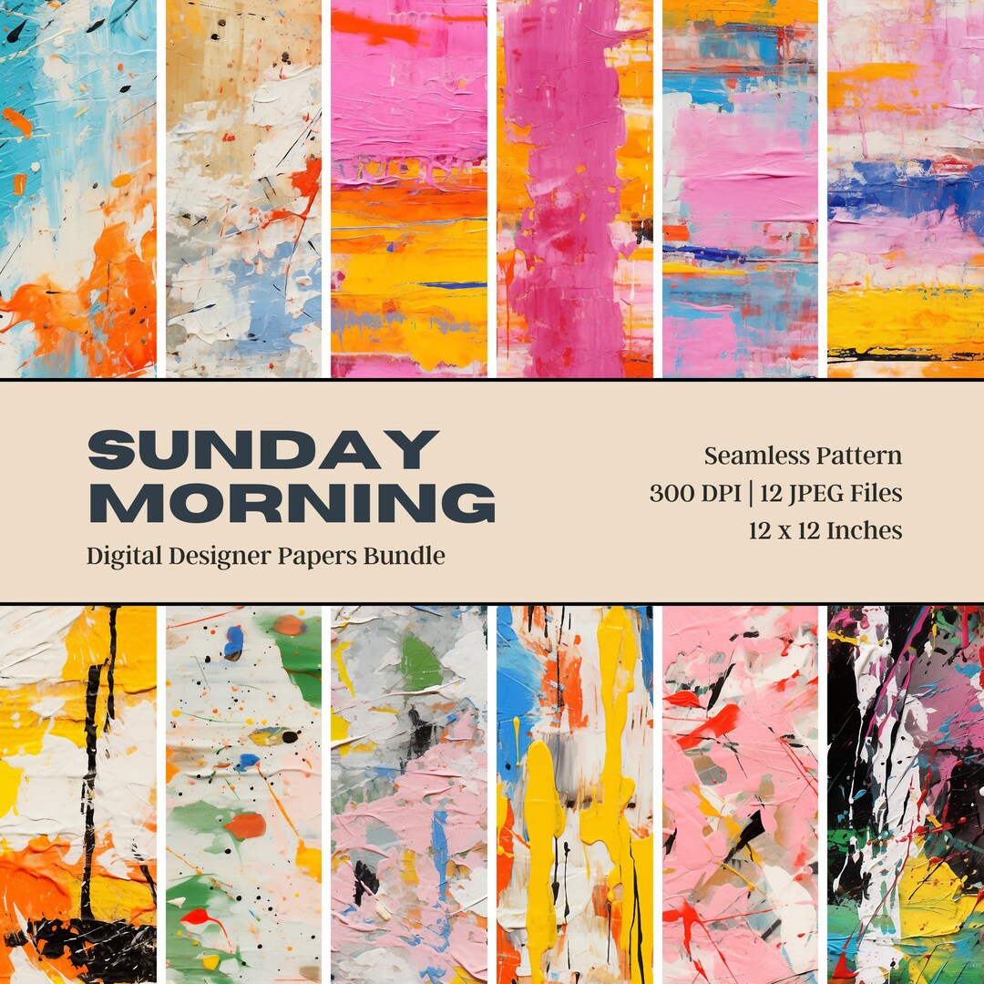 12 Sunday Morning Seamless Patterns, Abstraction Expressionism ...