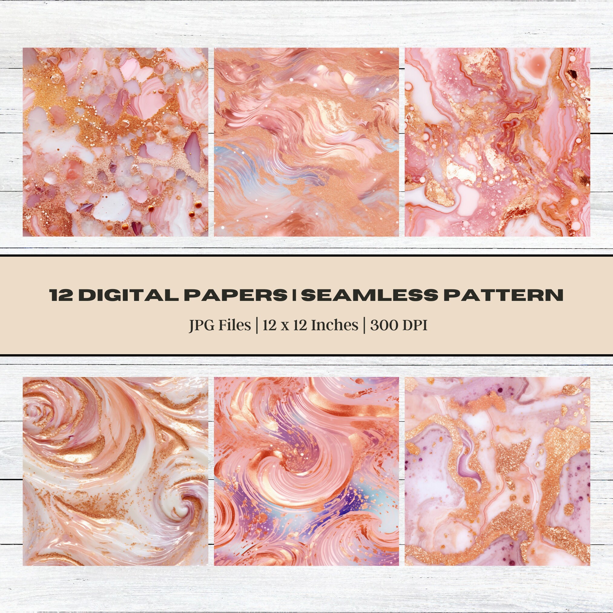 Rose Gold Glitter Agate Digital Paper, Scrapbook Backgrounds (digital ...