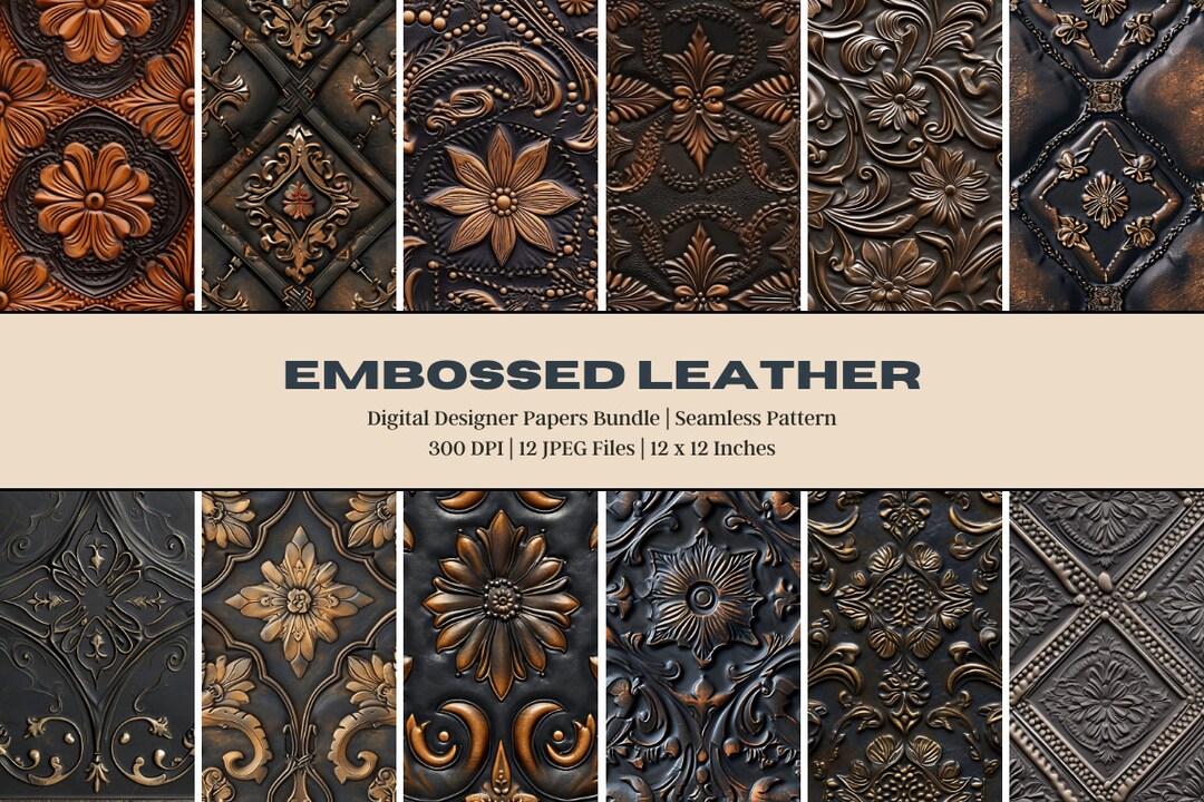 12 Embossed Dark Leather Digital Paper, Leather Pattern, Classic ...
