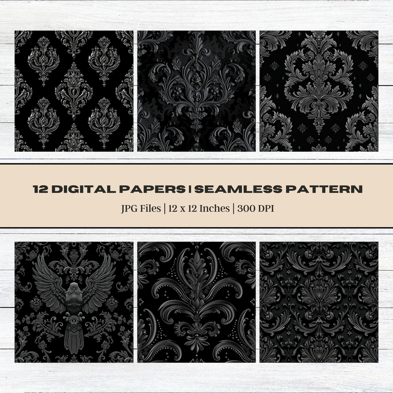 12 Goth Decor Digital Paper, Gothic Vintage Ephemera, Goth Photo ...