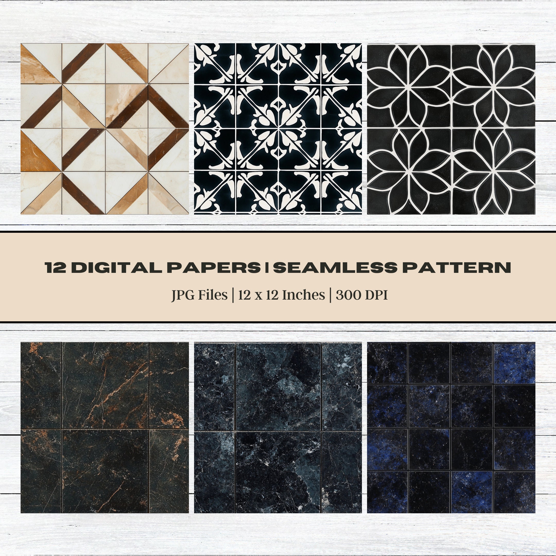12 Italian Tiles Digital Paper, Mosaic Tiles, Azulejos Tiles, Ceramic ...