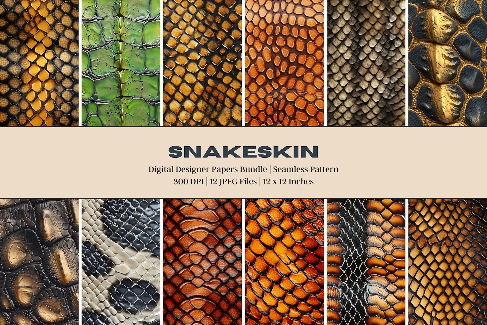 12 Snake Skin Digital Paper, Leather Pattern, Snake Skin Textures ...