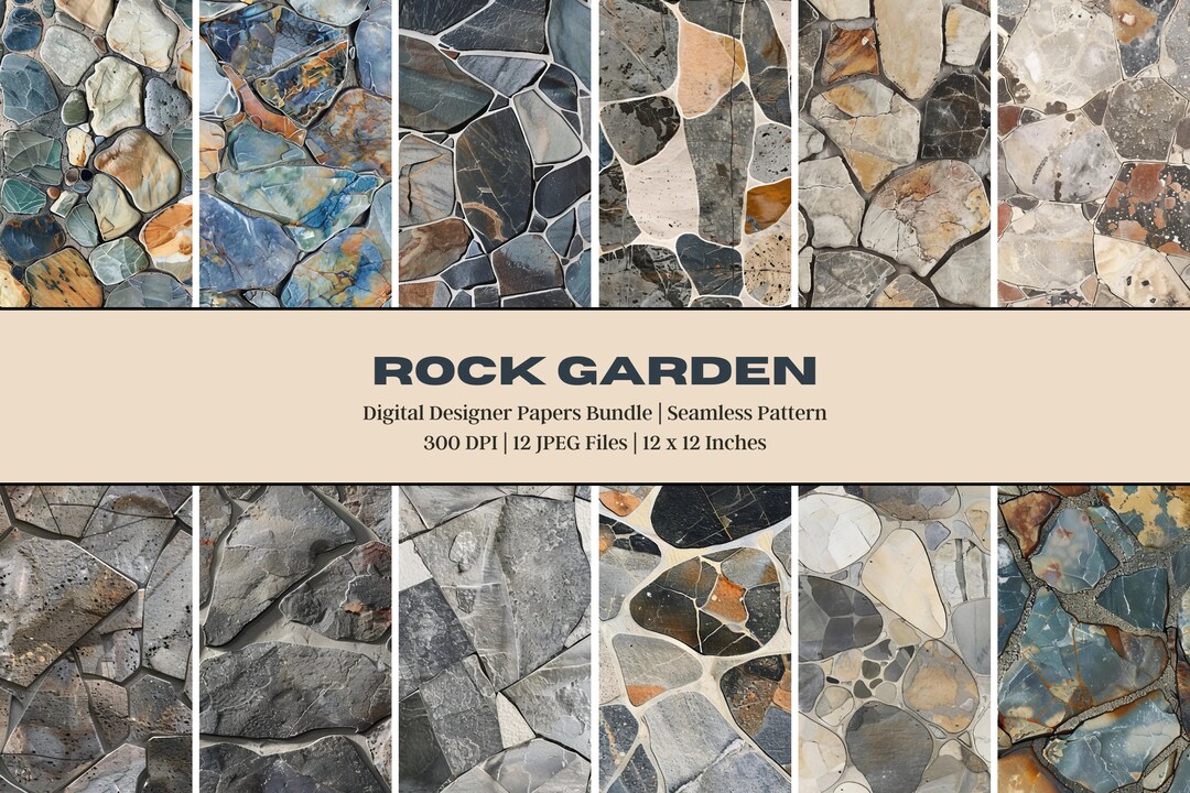 Rock Garden Digital Paper, Stone Wall Backgrounds (digital Download) - Etsy