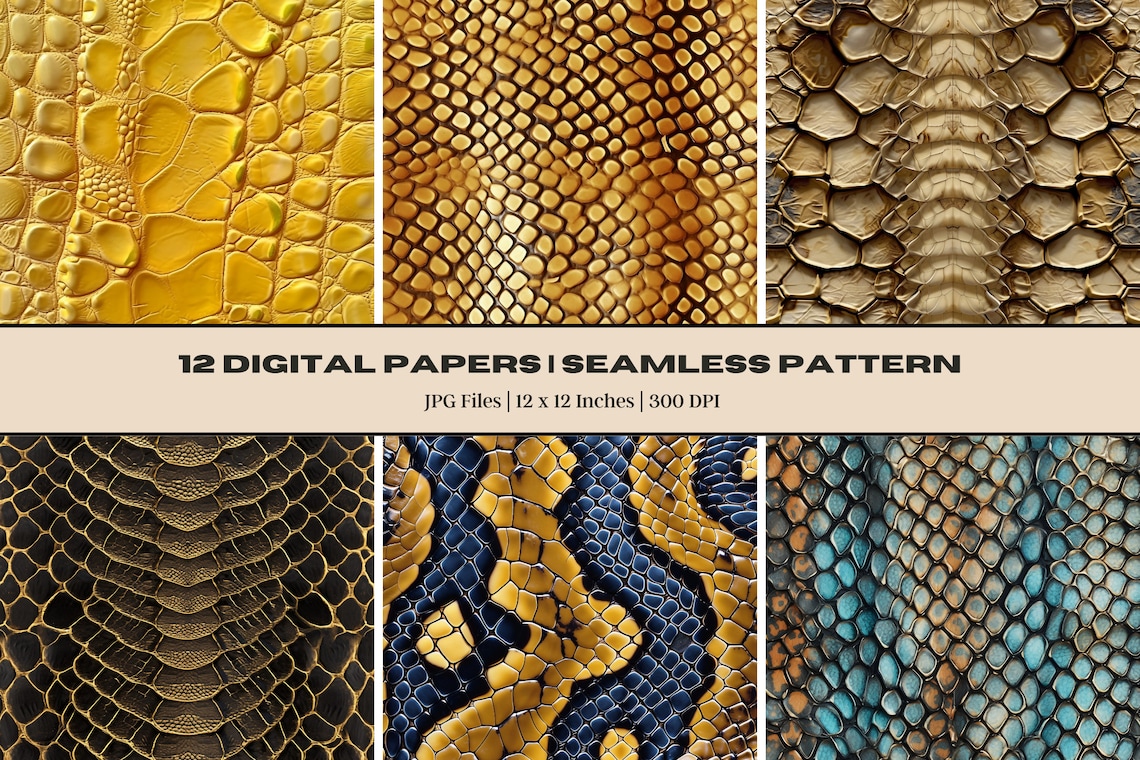 12 Snake Skin Digital Paper, Leather Pattern, Snake Skin Textures ...