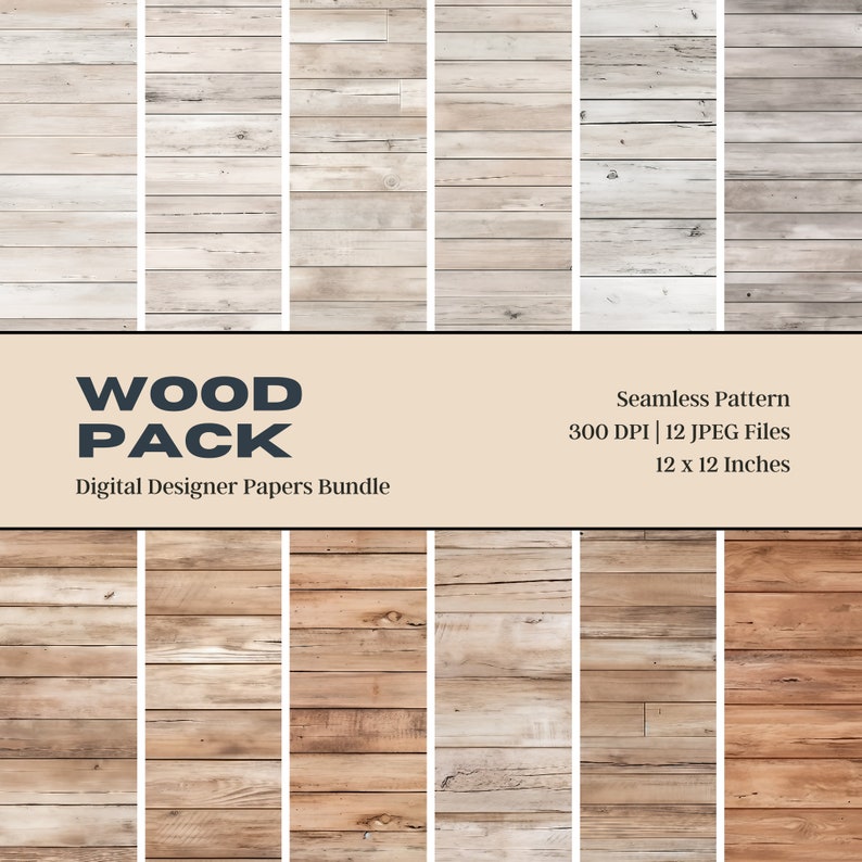 Distressed Wood Digital Paper, Rustic Seamless Patterns (digital ...