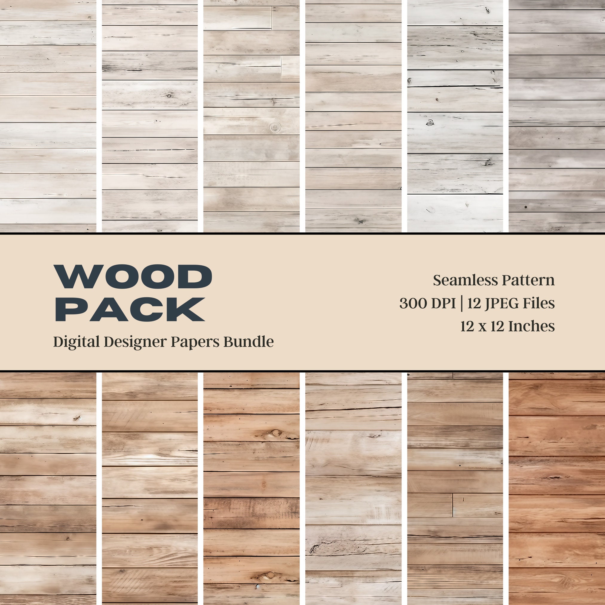 12 Distressed Wood Digital Paper, Seamless Pattern, Wood Texture ...