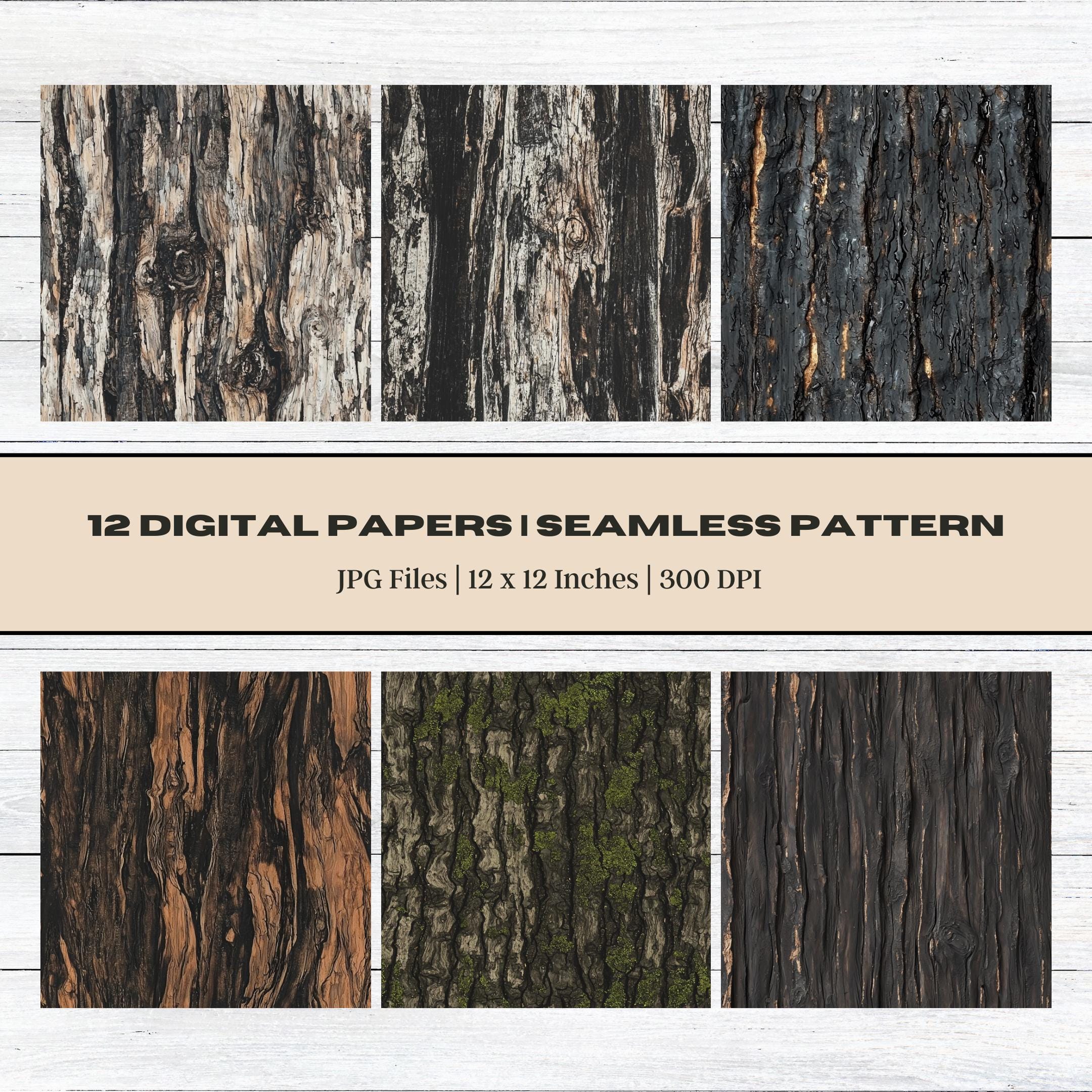 12 Tree Bark Digital Paper, Seamless Pattern, Tree Texture Paper ...