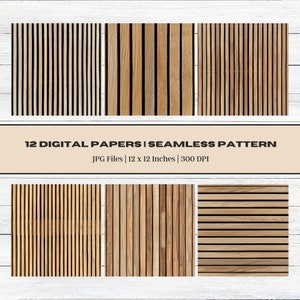12 Wood Slats Digital Paper, Seamless Pattern, White Texture Paper ...