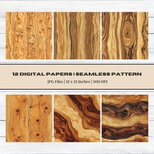 12 Wood Grain Digital Paper, Natural Wood Texture, Wooden Craft Paper ...