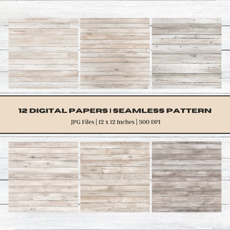 12 Distressed Wood Digital Paper, Seamless Pattern, Wood Texture ...