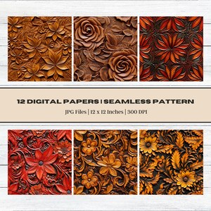 12 Western Tooled Leather Digital Paper, Leather Pattern, Western ...