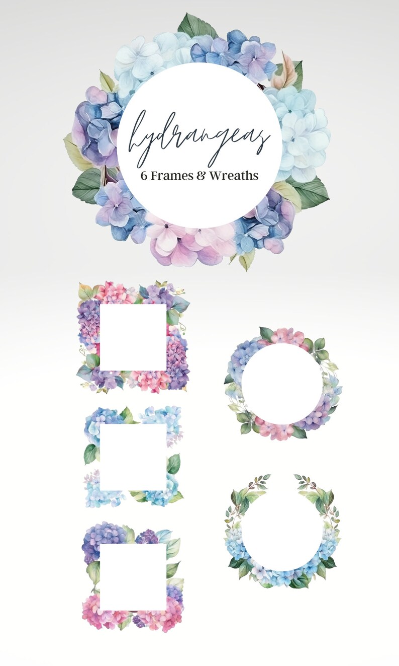18 Watercolor Hydrangeas Clipart Floral Clipart Wedding - Etsy