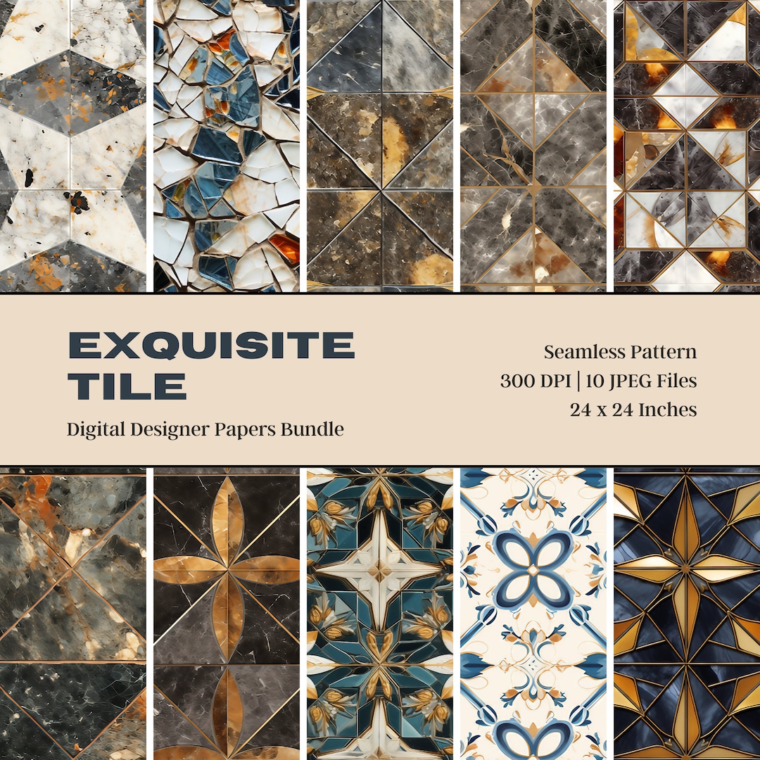Mediterranean Tile Digital Paper, Seamless Texture (digital Download ...