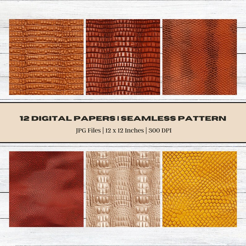 12 Exotic Skins Digital Paper, Leather Pattern, Exotic Pattern, Colored ...