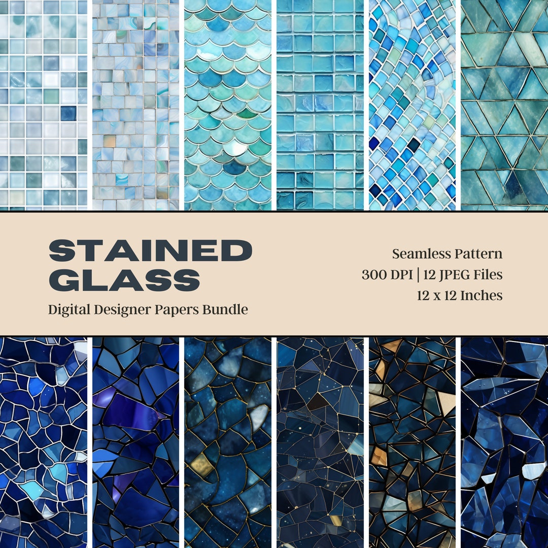 12 Stained Glass Digital Paper, Stained Glass Patterns, Stained Glass ...
