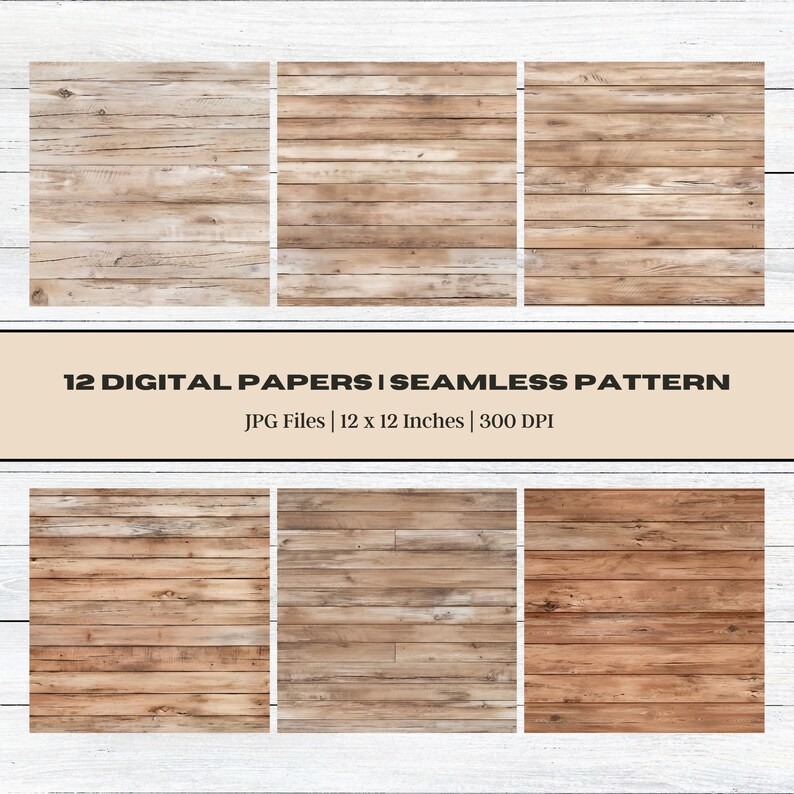 Distressed Wood Digital Paper, Rustic Seamless Patterns (digital ...