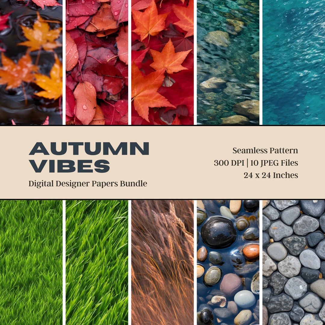 Autumn Leaves Digital Paper Set, Fall Scrapbook Patterns (digital ...