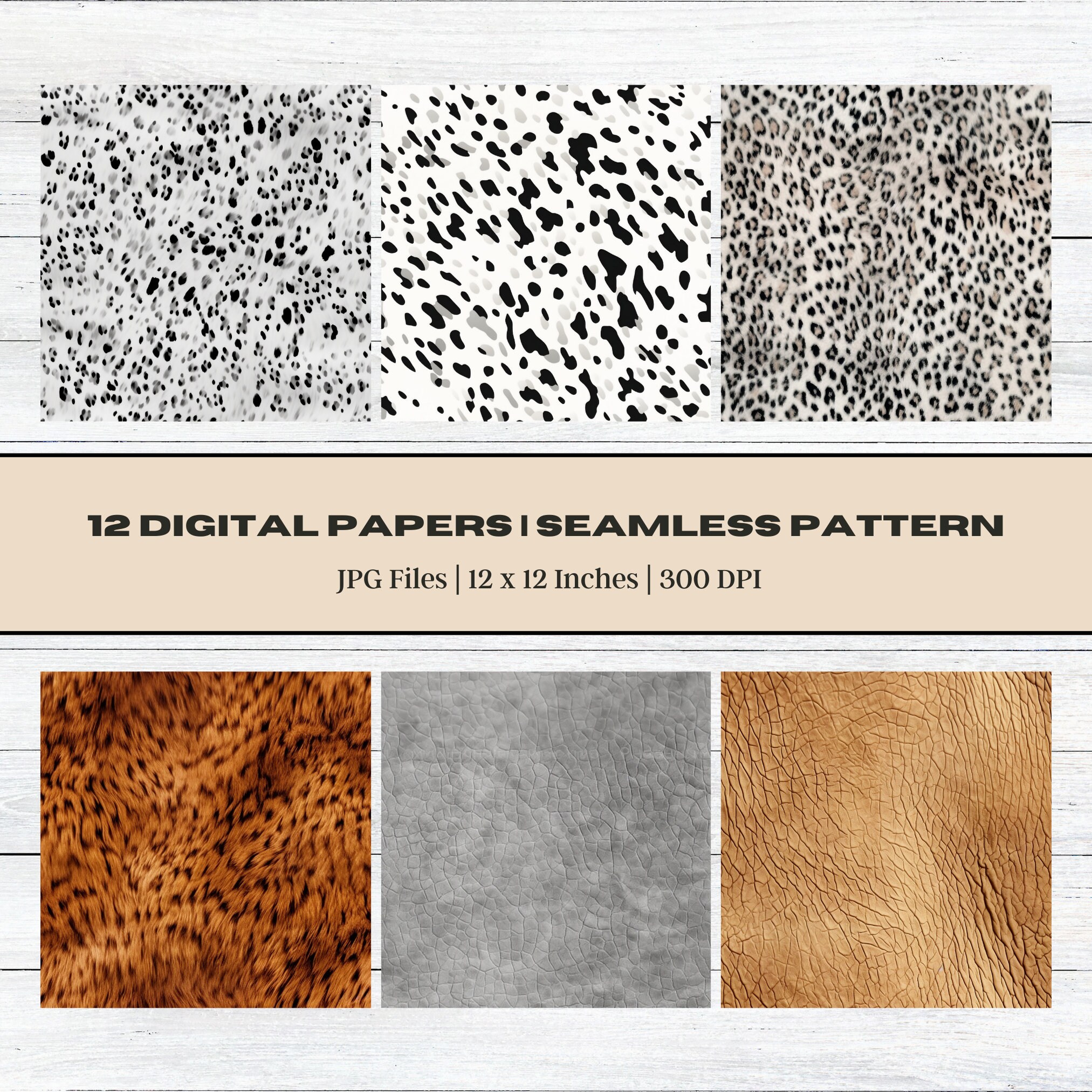 12 Leather Pattern Digital Paper, Leather Texture, Zebra, Tiger ...