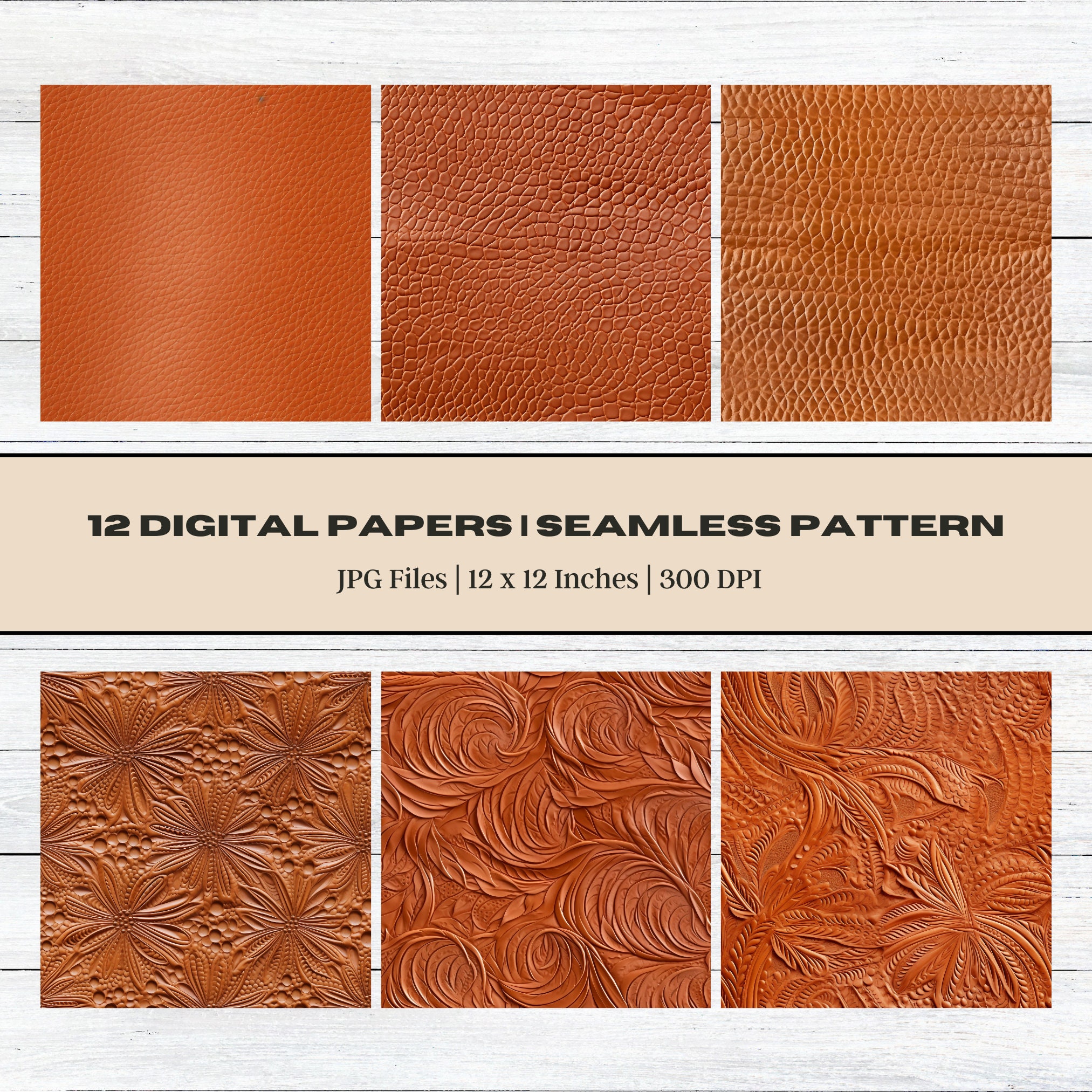 12 Embossed Leather Digital Paper, Leather Pattern, Western Leather ...