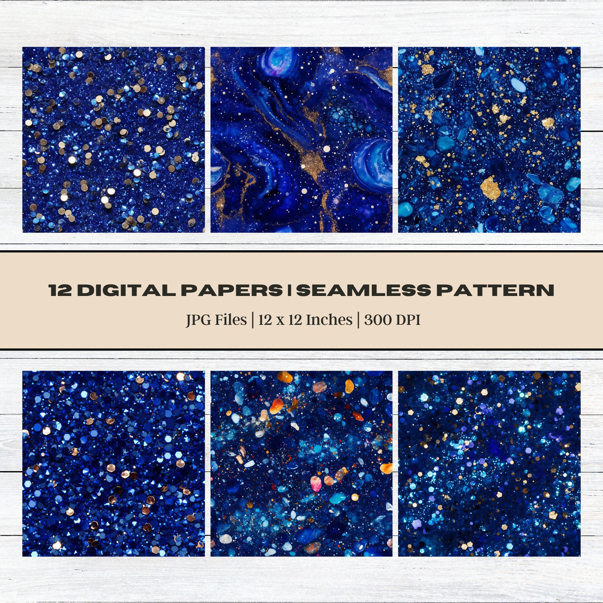 12 Blue Glitter Digital Paper, Jewel Backgrounds, Glitter Texture ...
