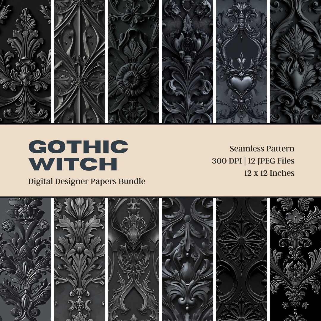 12 Goth Witch Digital Paper, Gothic Vintage Ephemera, Goth Photo ...