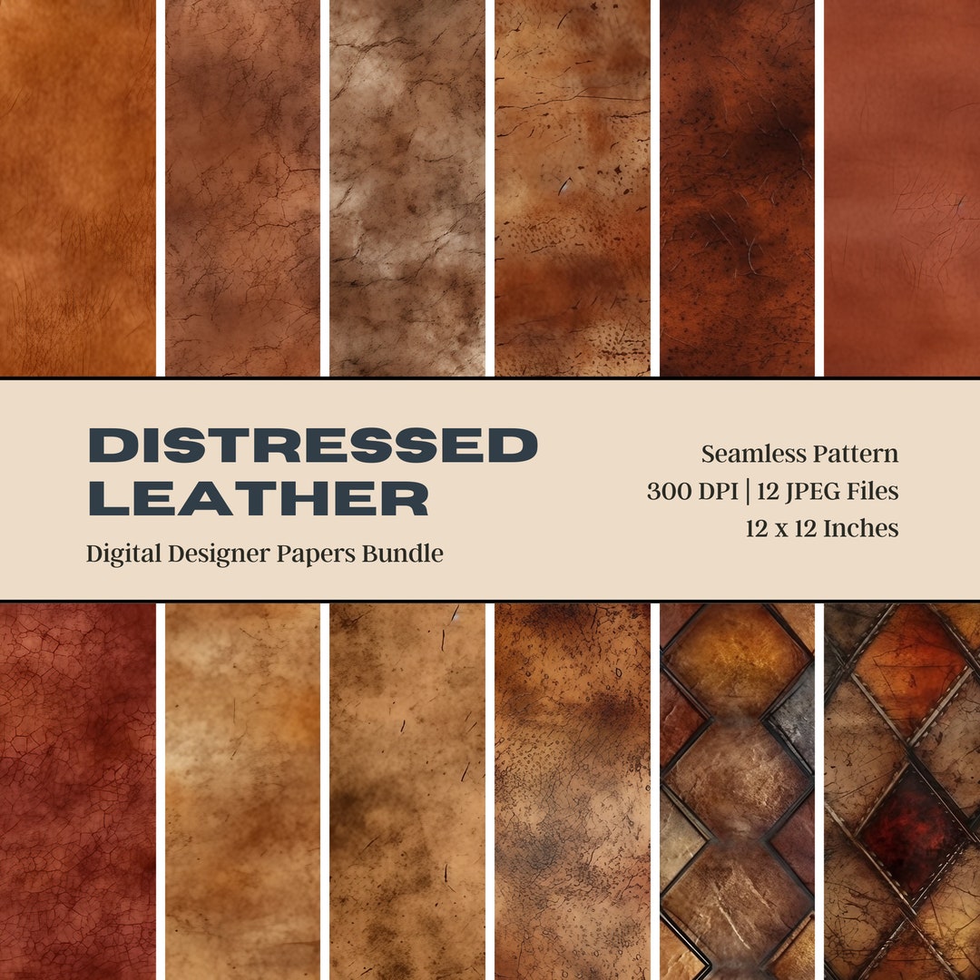 12 Distressed Leather Digital Paper, Leather Pattern, Western ...