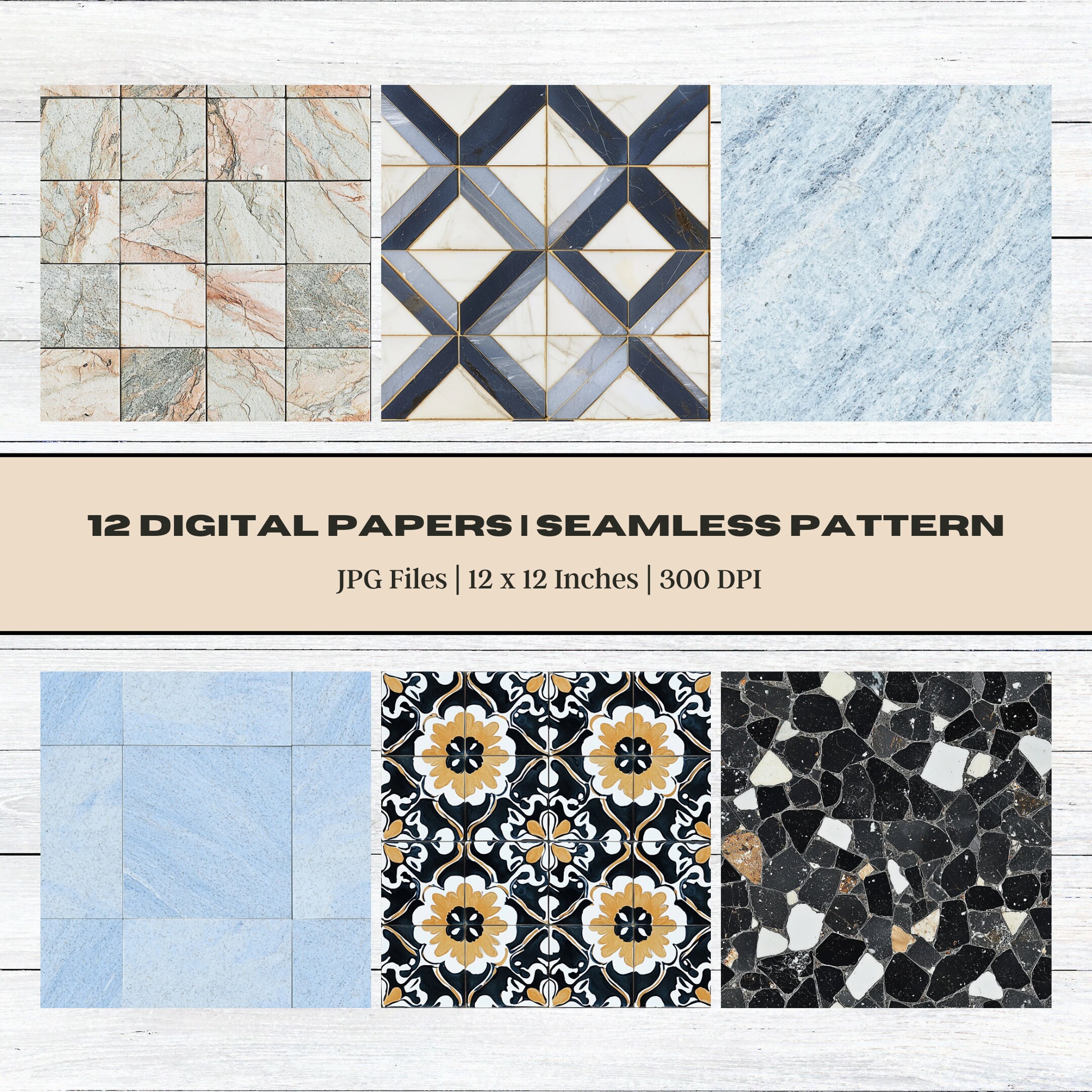 12 Italian Tiles Digital Paper, Mosaic Tiles, Azulejos Tiles, Ceramic ...