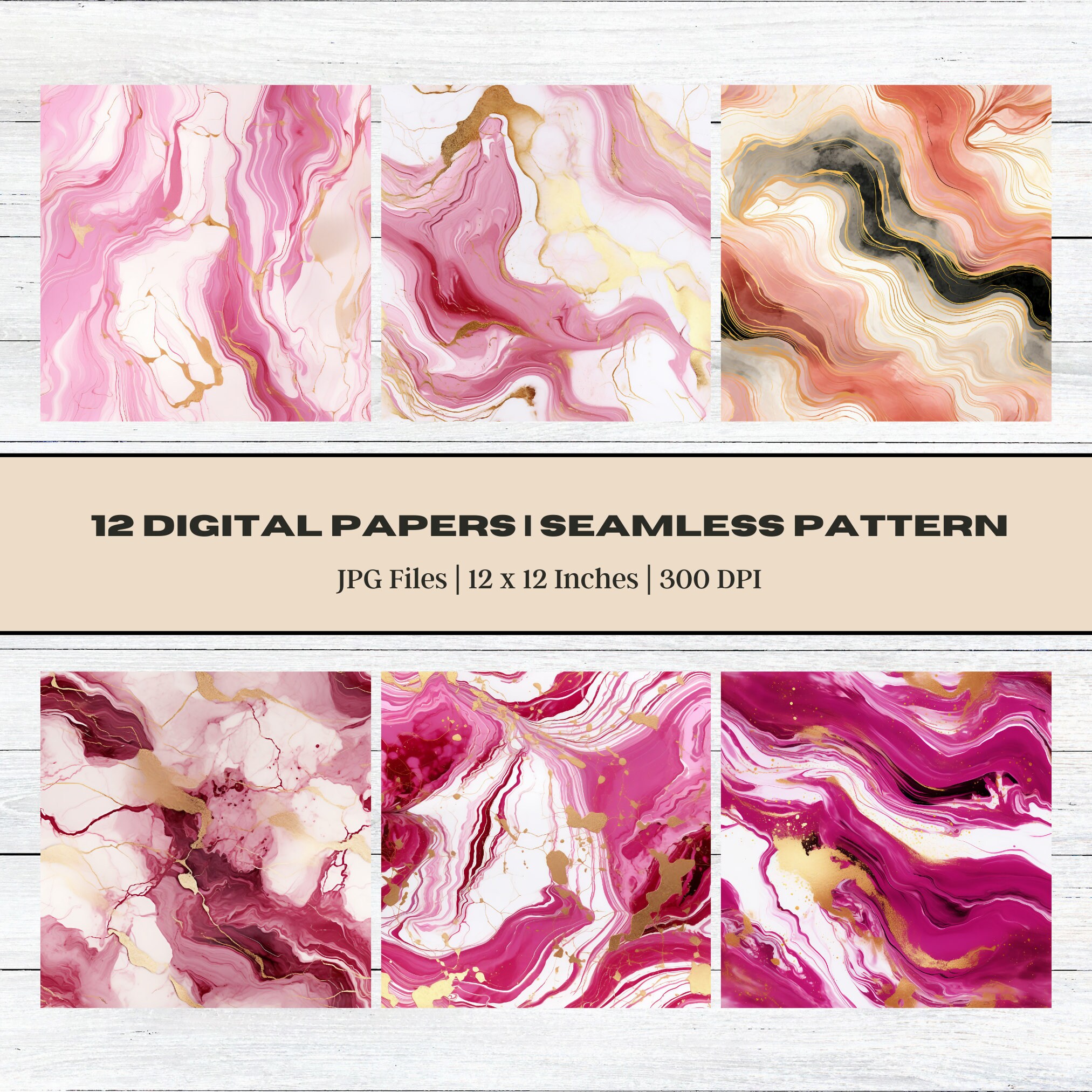12 Rose Gold Pink Marble Digital Paper, Marble Wallpaper, Rose Gold ...