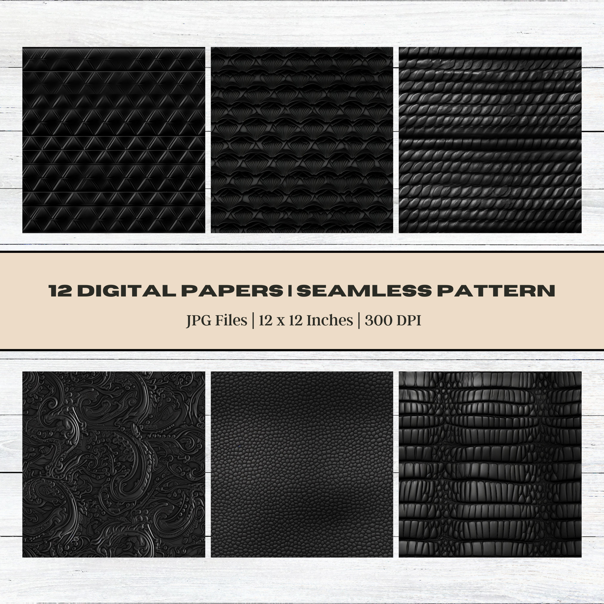 12 Black Leather Digital Paper, Leather Pattern, Seamless Design ...