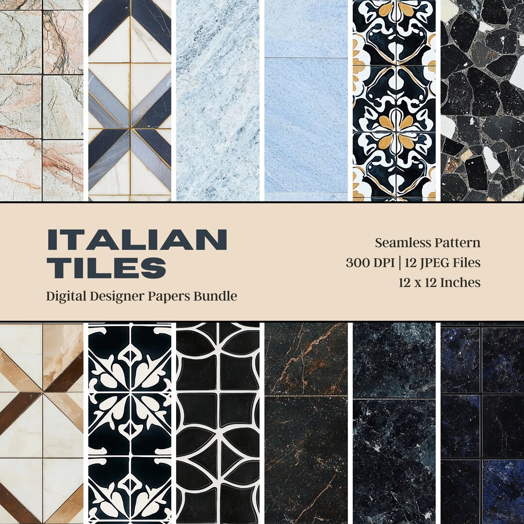 Italian Mosaic Tile Digital Paper, 12 Seamless Patterns (digital ...