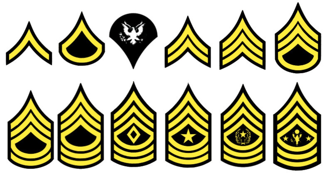 US Army Enlisted Rank Insignia Decal Sticker Vinyl - Etsy