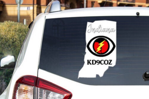State of Indiana With Name and Skywarn Logo and Call Sign Decal Sticker ...