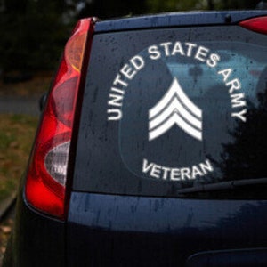 US Army Veteran Enlisted Rank Insignia Round Decal Sticker Vinyl No ...
