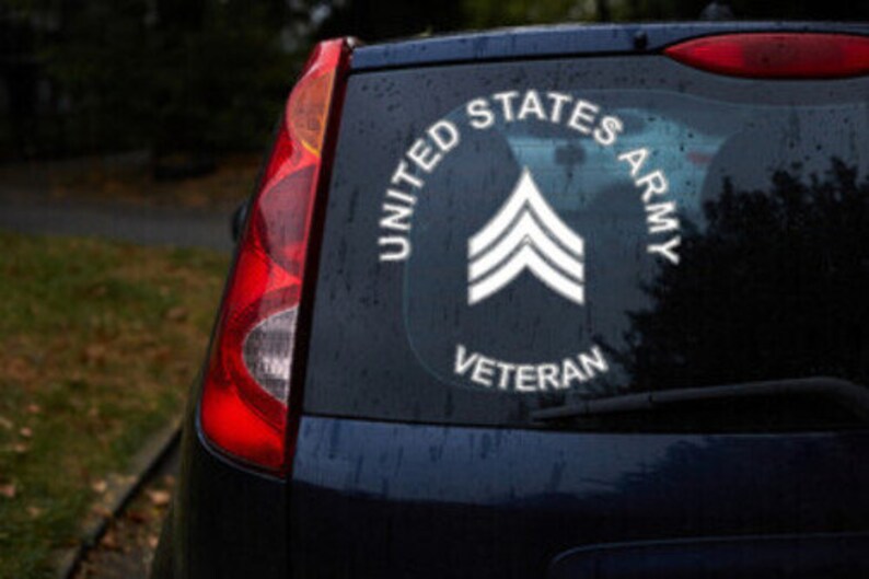 US Army Veteran Enlisted Rank Insignia Round Decal Sticker Vinyl No ...