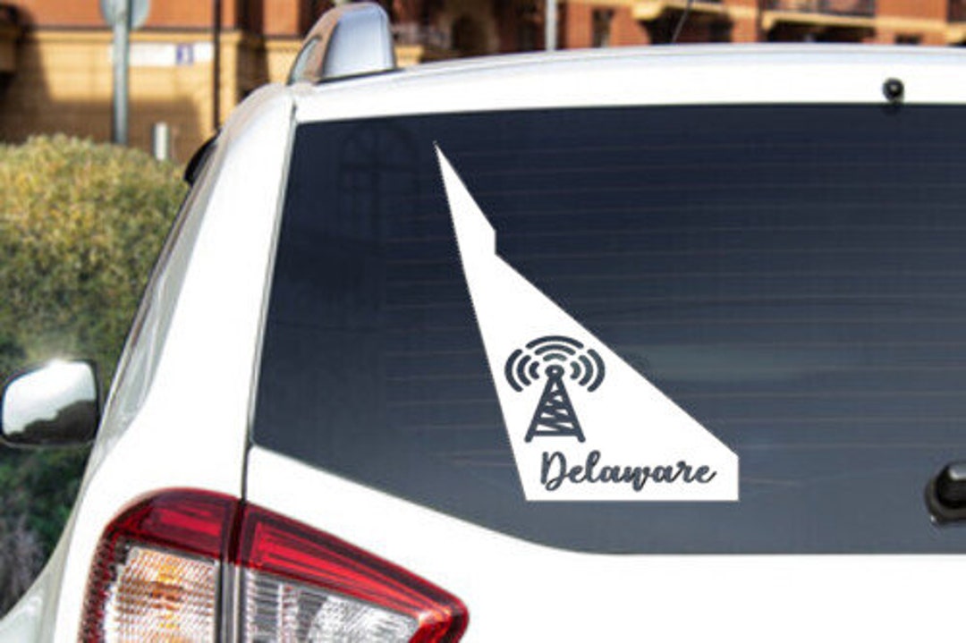 State of Delaware With Name and Antenna Decal Sticker Vinyl Amateur ...
