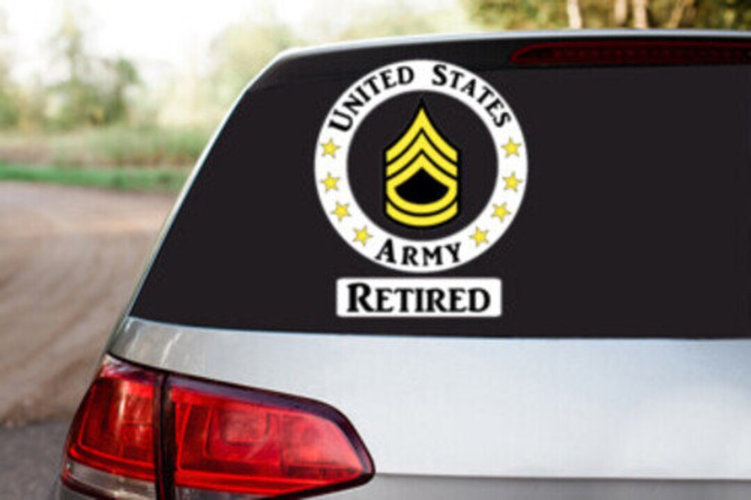 US Army Retired With Rank Insignia Enlisted Decal Sticker - Etsy