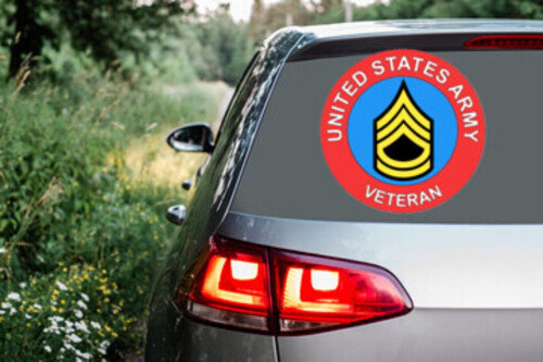 US Army Veteran Enlisted Rank Insignia Round Decal Sticker - Etsy