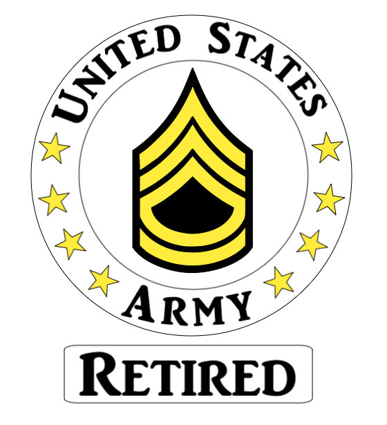 US Army Retired With Rank Insignia Enlisted Decal Sticker - Etsy