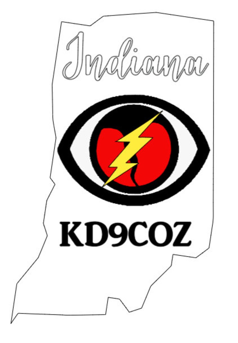 State of Indiana With Name and Skywarn Logo and Call Sign Decal Sticker ...