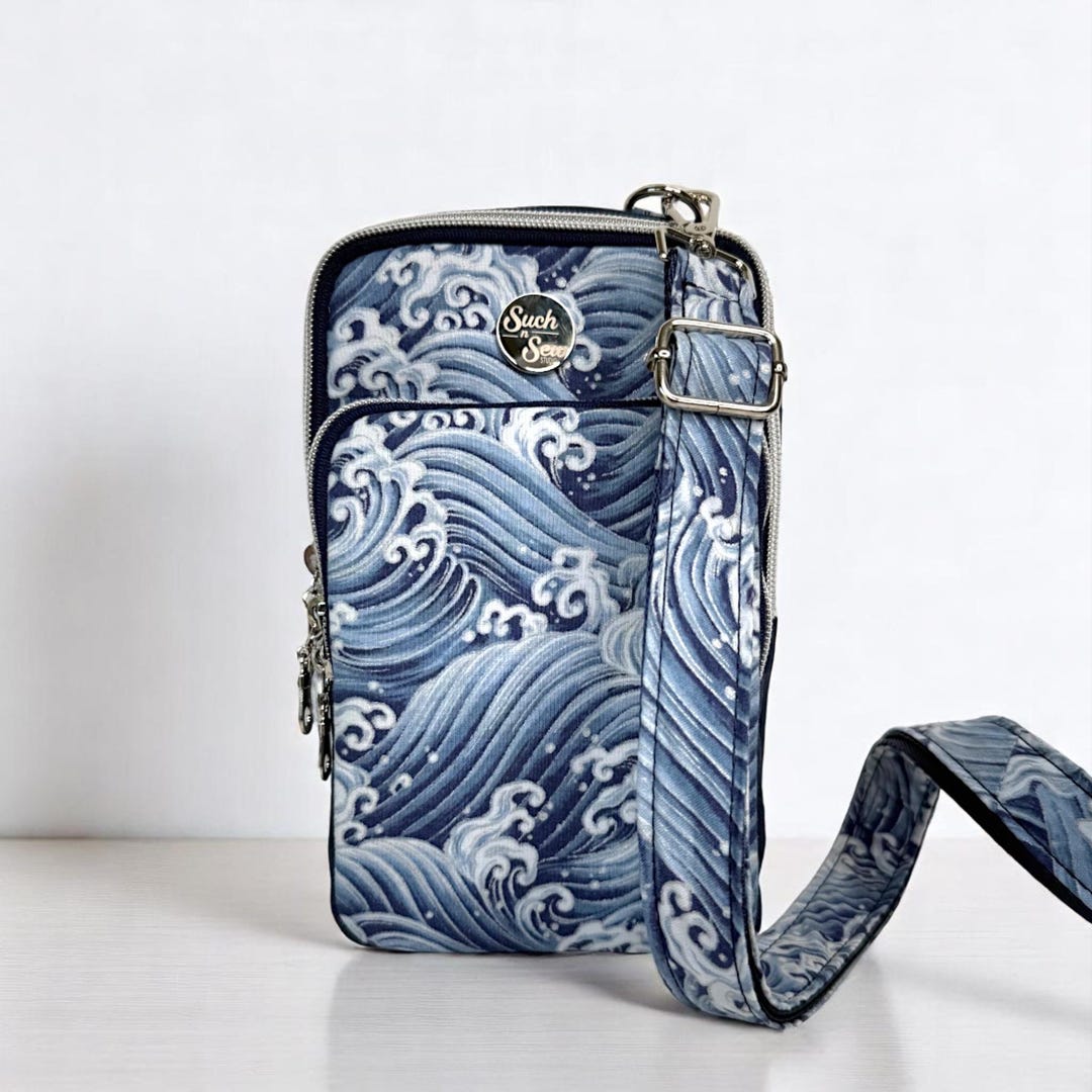 Waterproof Canvas Cotton Crossbody Bag | Japanese Wave 'brix' Purse ...