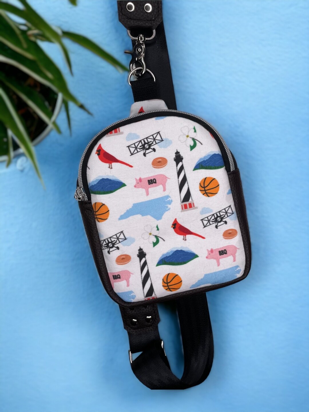 North Cackalacky Mini Packy mac Pack Sling Bag Vegan Leather & Cotton Sling Bag North Carolina ...