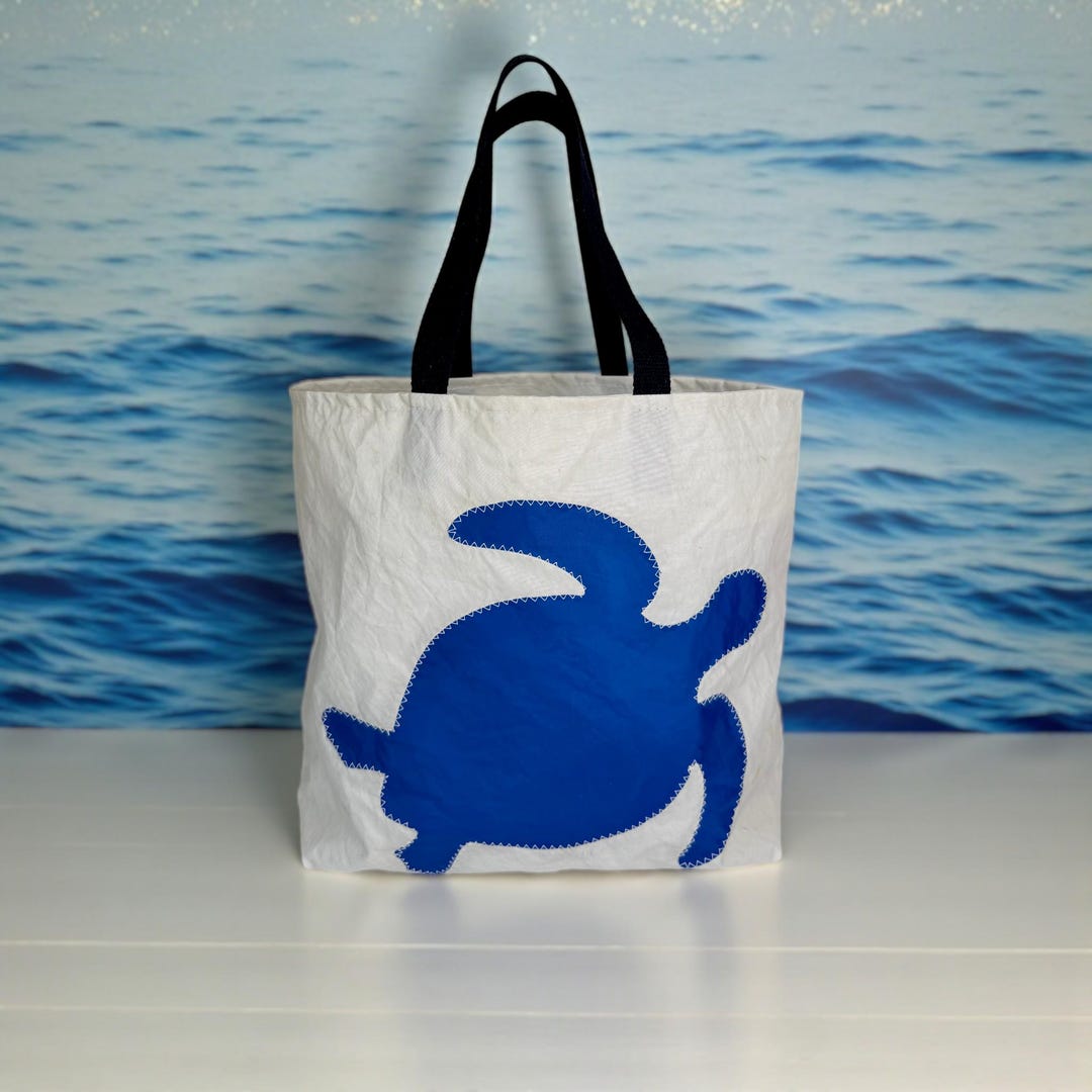 Upcycled Sail Tote With Sea Turtle (FS1) - Etsy