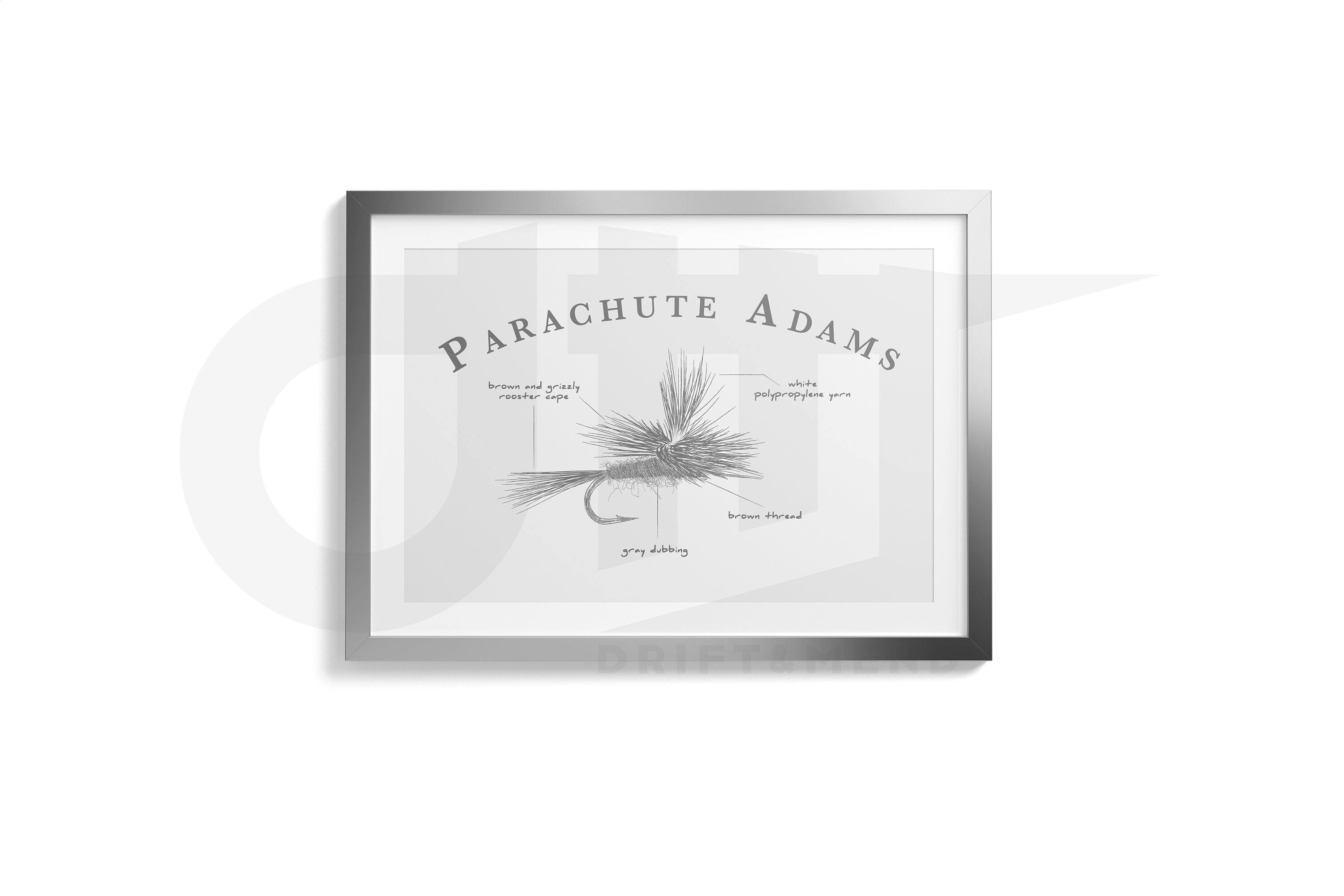 Parachute Adams - Fly Tying - Illustration - Fly Fishing Print ...