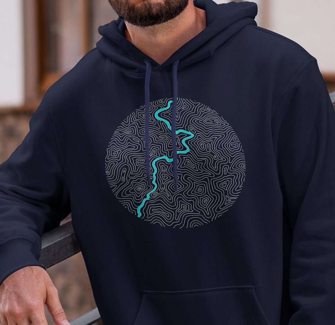 River Hoodie - Topographic Map - Fishing Hoodie - Fly Fishing Gear ...