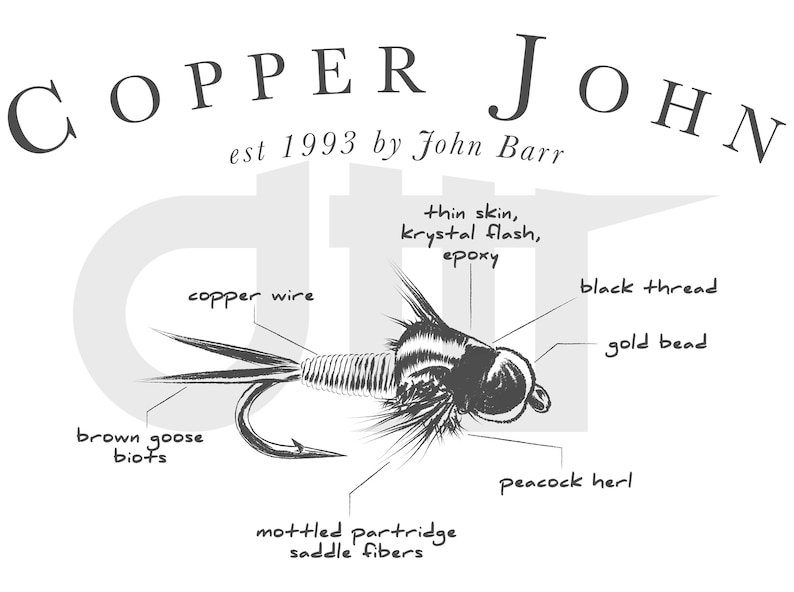 Copper John Fly Tying Illustration Fly Fishing Print Fishing Digital ...
