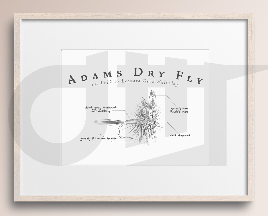 Adams Dry Fly - Fly Tying - Illustration - Fly Fishing Print - Fishing - Digital Download - Fly ...